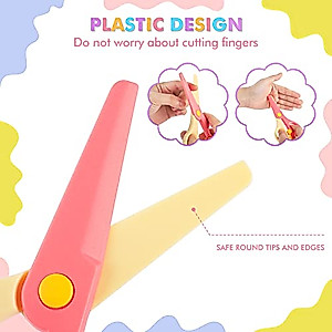 UCEC Toddler Scissors Kids Paper Cut 100 Sheets, 2PCS Plastic Safety Scissors + 2PCS Stainless Steel Preschool Training Scissors, DIY Art Craft Origami Paper Child Scissors for Kids Preschool Child