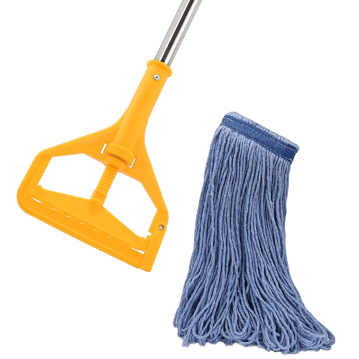 1 Pack 56-inch Quick Change Stainless Steel Mop Handles with Loop-End Mop Head for Home, Commercial and Industrial Use