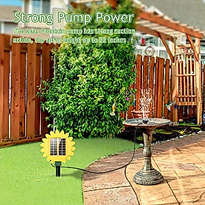 GESAIL Solar Fountain Pump, Unique Design Easy Installation Strong Pump Power 6 Spray Modes Solar Powered Fountain for Garden Decoration, Small Ponds, Pool, Fish Tank, Outdoor, Bird Bath