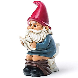 BigMouth Inc. Gnome on a Throne Garden Gnome – Funny Lawn Gnome, Makes a Great Gag Gift, Made of Durable, Weatherproof Ceramic, 9.5” Tall