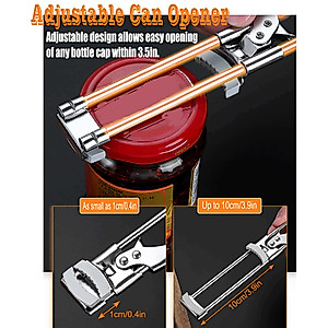 2023 New Adjustable Stainless Steel Can Opener,Upgrade the Extension of the Bottle Opener with Non-Slip Pad,Jar Opener for Weak Hands，Longer Hand Can Opener for Any-Size Lids (1 Pcs, 9in)