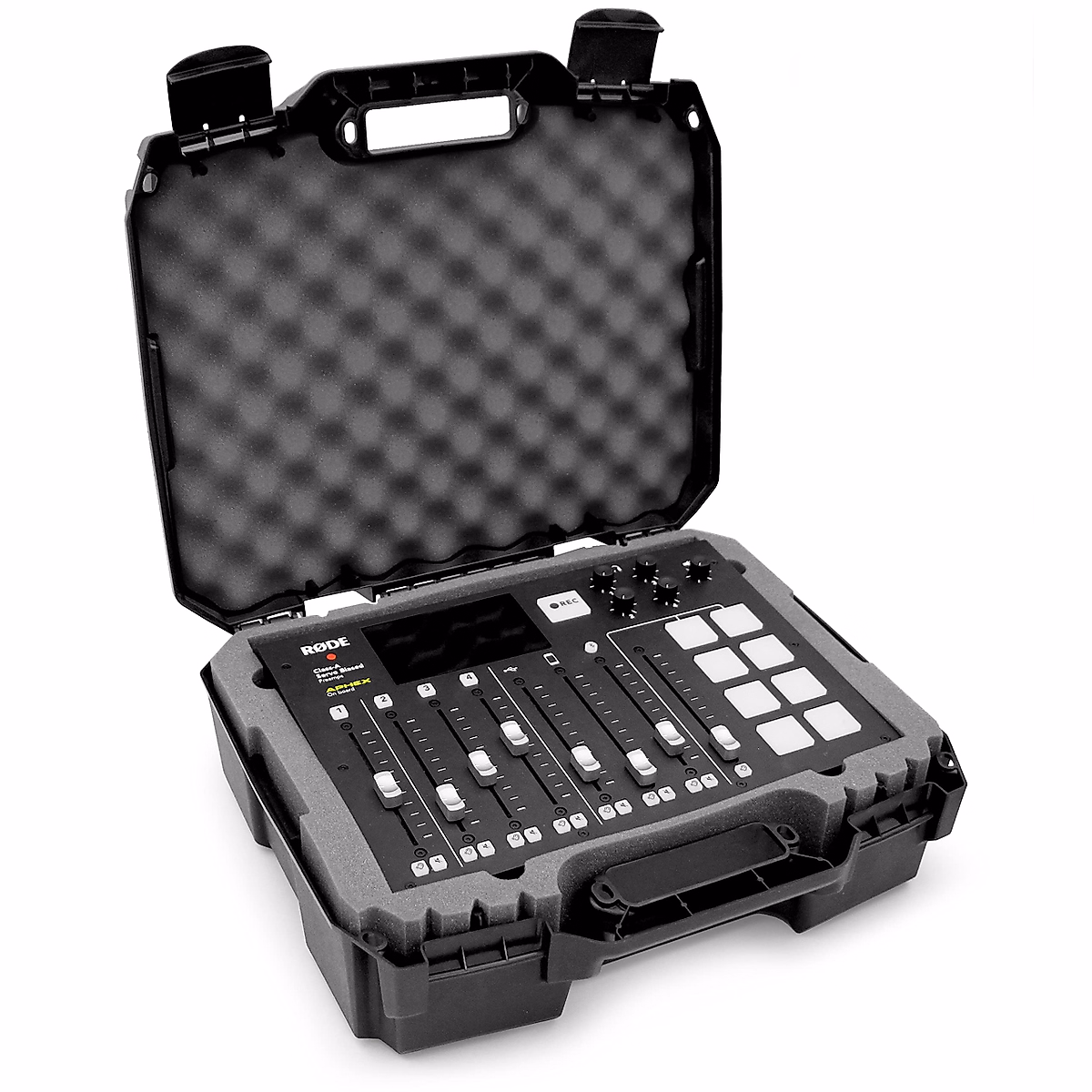 CASEMATIX Podcast Equipment Hard Case Compatible With RodeCaster Pro, Podcasting Microphone and Podmic Audio Mixer Accessories - Impact Absorbing Padded Foam Protection