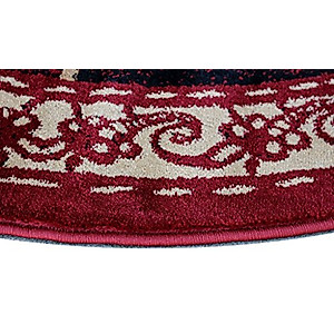 Rooster Style Round Area Rug Design L-379 (5 Feet 5 Inch X 5 Feet 5 Inch) Round