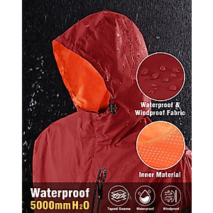 TBMPOY Men's Lightweight Rain Jackets Waterproof Hooded Running Cycling Hiking Raincoat Outdoor Windbreaker Wine Red M