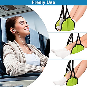 supregear Foot Hammock, 2-Pack Adjustable Airplane Footrest Portable Packable Relax Foot Hammock for Flight Train Bus Home Office Under Desk Travel Accessory for Reduce Swelling and Soreness, Green