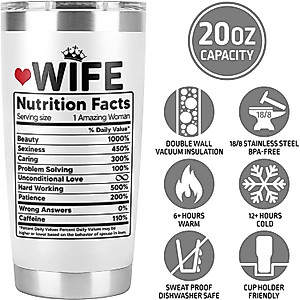 Gifts for Wife from Husband, Wife Gifts, I Am Not Spoiled My Husband Just Loves Me Tumbler Cup 20 Oz, Anniversary Wedding, Wife Birthday Gift Ideas, Mothers Day