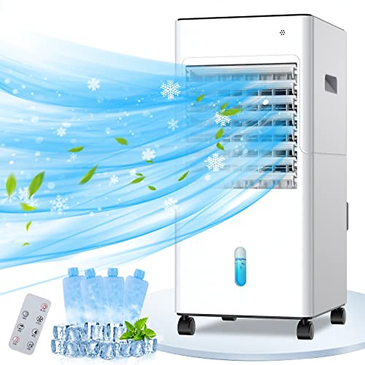 Portable 3-IN-1 Air Conditioners for Room, Portable AC Unit with 1.6 Gallon Water Tank, 4 Modes & 3 Speeds, Personal Air Cooler with Remote Control Fast Cooling for Room Home Office