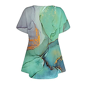 3/4 Sleeve Tops for Women Summer Women Western Tops Sparkly Crop Tops for Women Party Black Tunic Tshirts for Women Lace Blouses for Women Plus Size（1-Cyan,X-Large）