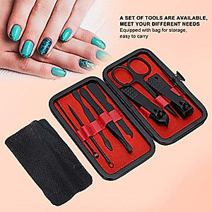 8pcs Manicure Set, Stainless Steel Material High Hardness Mens Grooming Kit, Eyebrow Scissors Nail Clipper Acne Needle Pedicure Kit, for Trim Nail Edge