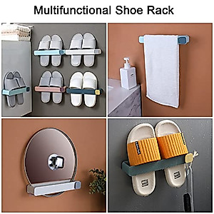 2 PCS Slippers Rack Wall Mounted Hanging Shoe Holder Self Adhesive Shoe Rack Hanging MultiFunction Simple Convenient Wall Bracket Shoe Organiser for Door Cabinet Motorhome Bathroom Kitchen Living Room
