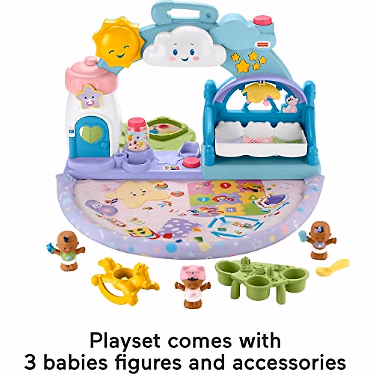 Fisher-Price Little People 1-2-3 Babies Playdate Musical playset with 3 Black Baby Figures for Toddlers and Preschool Kids
