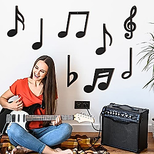 Yulejo 8 Pieces Treble Clef Wooden Wall Decor Black Music Notes Art Hanging Note Wood Decorations for Home Decorative Musical Studio Party