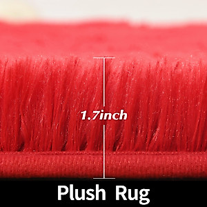 FlyDOIT Round Area Rugs for Bedroom (4x4 Feet, Red)
