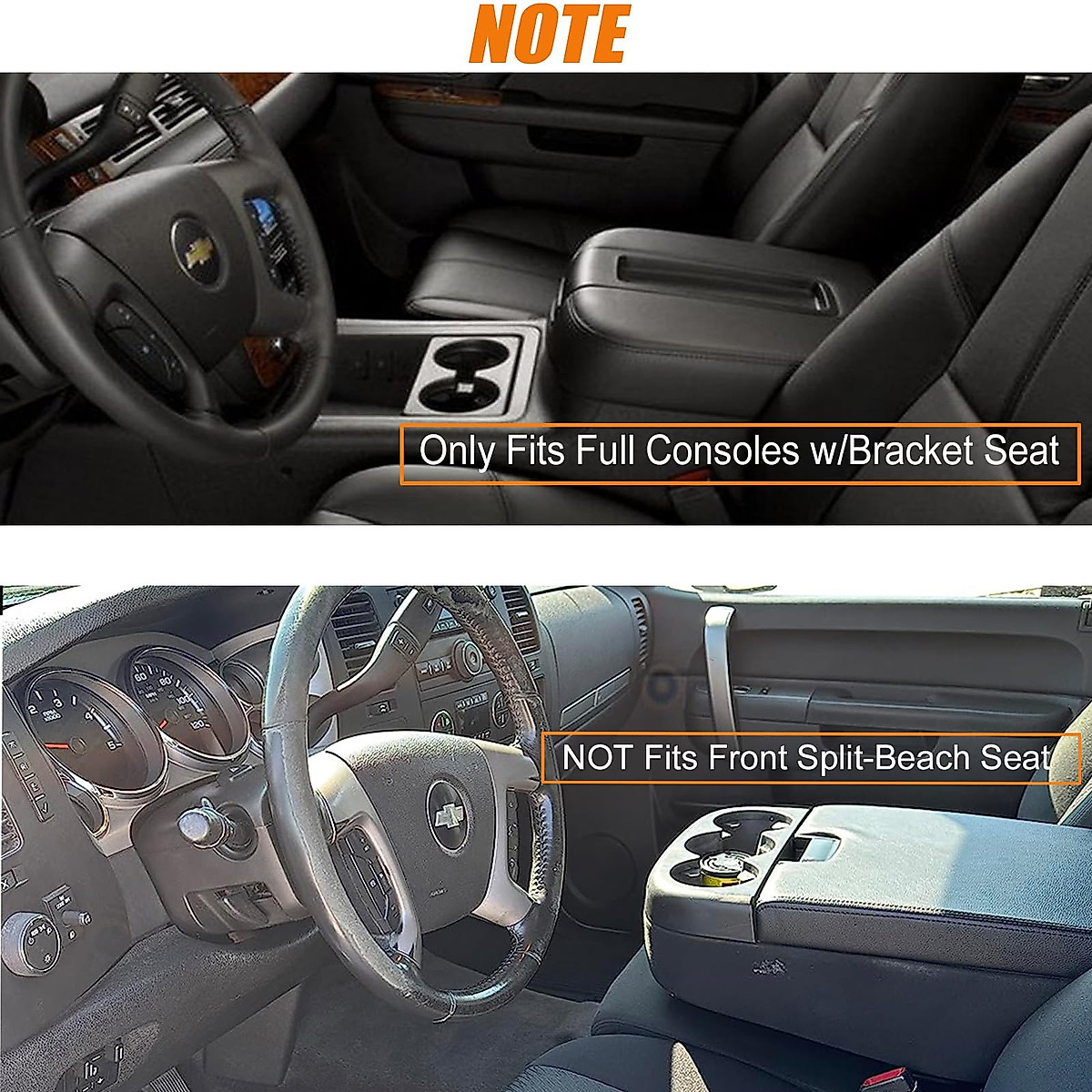 Youxmoto Center Console Lid 2007-2014 Fit for Chevy Silverado 1500 2500 3500/Suburban/Avalanche, Armrest Cover Fit for GMC Sierra 2008 2009 2010 2011 2012 2013, Only fits Full Central Floor Consoles