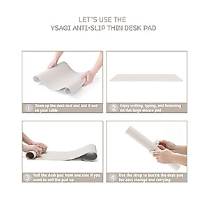 Non-Slip Desk Pad, Waterproof PVC Leather Desk Table Protector, Ultra Thin Large Mouse Pad, Easy Clean Laptop Desk Writing Mat for Office Work/Home/Decor(Apricot Gray, 35.4" x 17")