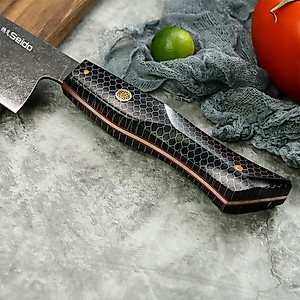 Seido Knives Moretsuna Knife Set - 3 Piece, 6-Layer Clad Black Oxide Coating, VG10 Super Steel Japanese Chef, Kiritsuke, and Nakiri Knives
