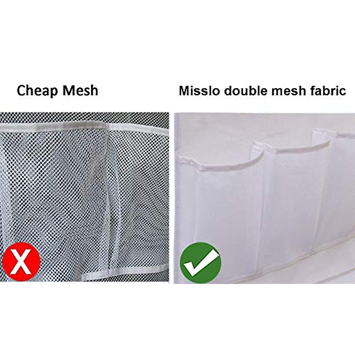 MISSLO 8 Pockets Mesh Shower Organizer Hanging Caddy with Rotating Hanger Quick Dry Bathroom Storage (White)