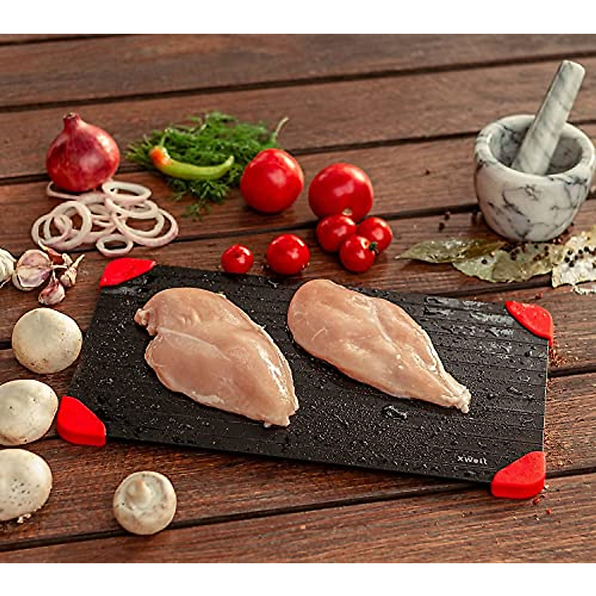 XWell Defrosting Tray for Faster Food De-Icing. Eco-Friendly, Food-Grade Aluminum Thawing Plate Without The Necessity of Microwave or Hot Water. Large Size, Big Enough to Satisfy The Whole Family