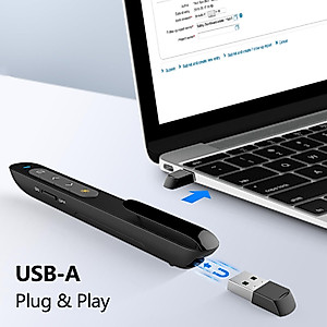 NORWII N27 Wireless Presenter with Laser Pointer Presentation Clicker, 330FT Long Contol Range Hyperlink Volume PowerPoint Clicker Presentation Remote Slide Advancer for Laptop Computer