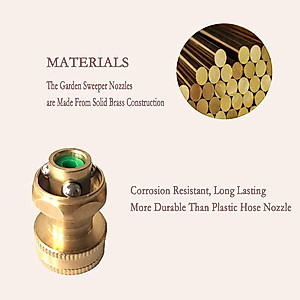 FUATY Brass Sweeper Nozzle, 3/4” High Pressure Water Hose Nozzle Adjustable Twist for Watering Cleaning Car Wash