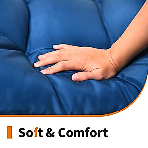 Outdoor Chair Cushion, Tufted Water-Repellent Patio Seat Cushions with Non-Slip Ties, 48”x16”x4”, Navy