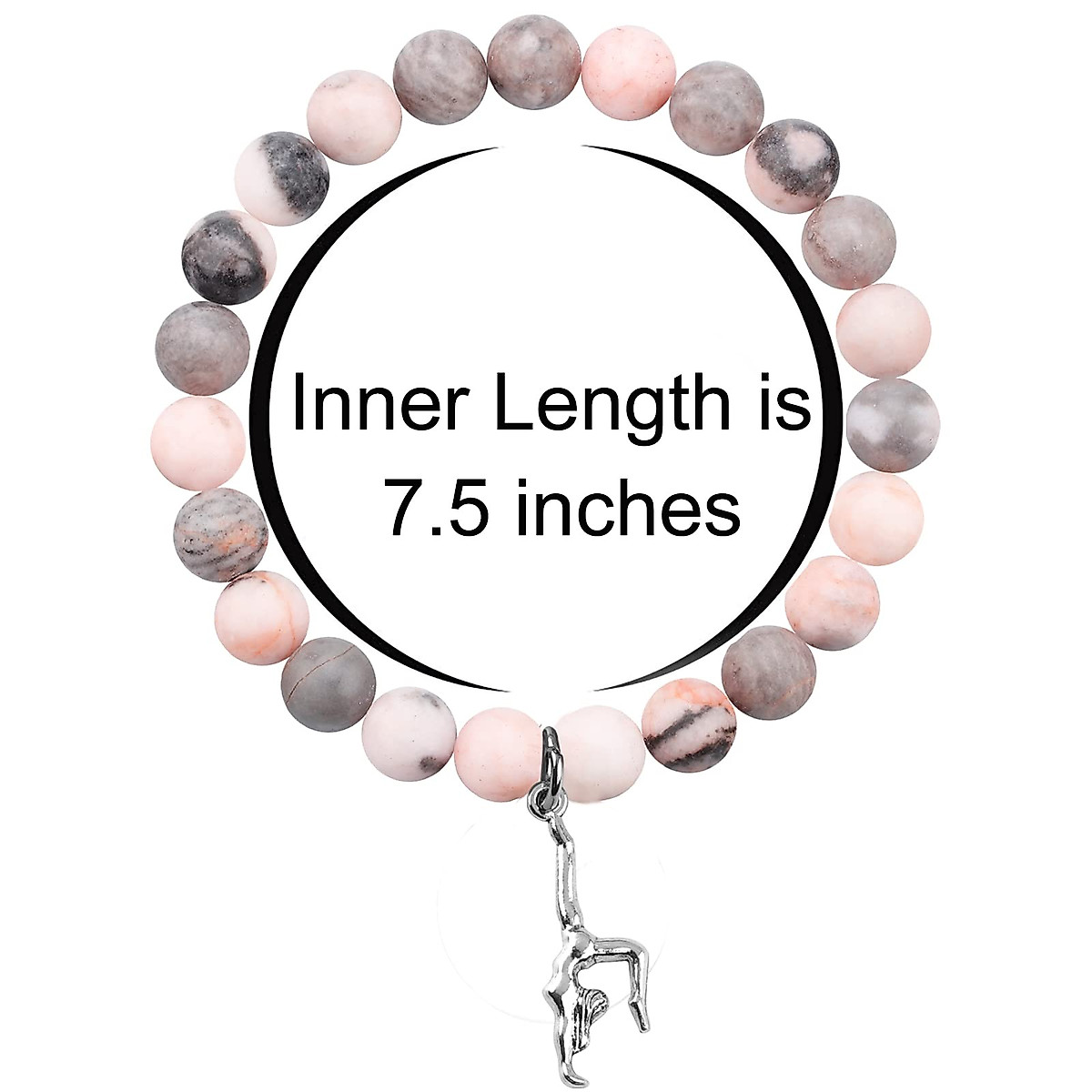 Haoze Gymnastics Gifts Natural Stone Beads Gymnastics Bracelet You are Braver Inspirational Gymnast Charm Bracelet Birthday Graduation Gymnastics Team Jewelry Gift for Women Teen Girls (Style 1)