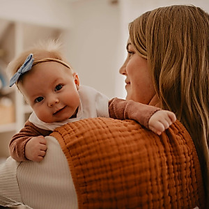 Parker Baby Muslin Burp Cloths | 100% Cotton Burping Clothes, Newborn Essential | Must-Have Baby Registry, Modern and Trendy Colors | 20"x11" Large Baby Burp Cloths, 4-Pack Rose