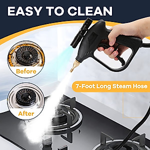 Moongiantgo 1700W High Pressure Steam Cleaner Handheld Portable Instant Steam Cleaning Machinefor Commercial Home USe Kitchen Bathroom Grout Tile Car Detailing (Yellow, 110V)