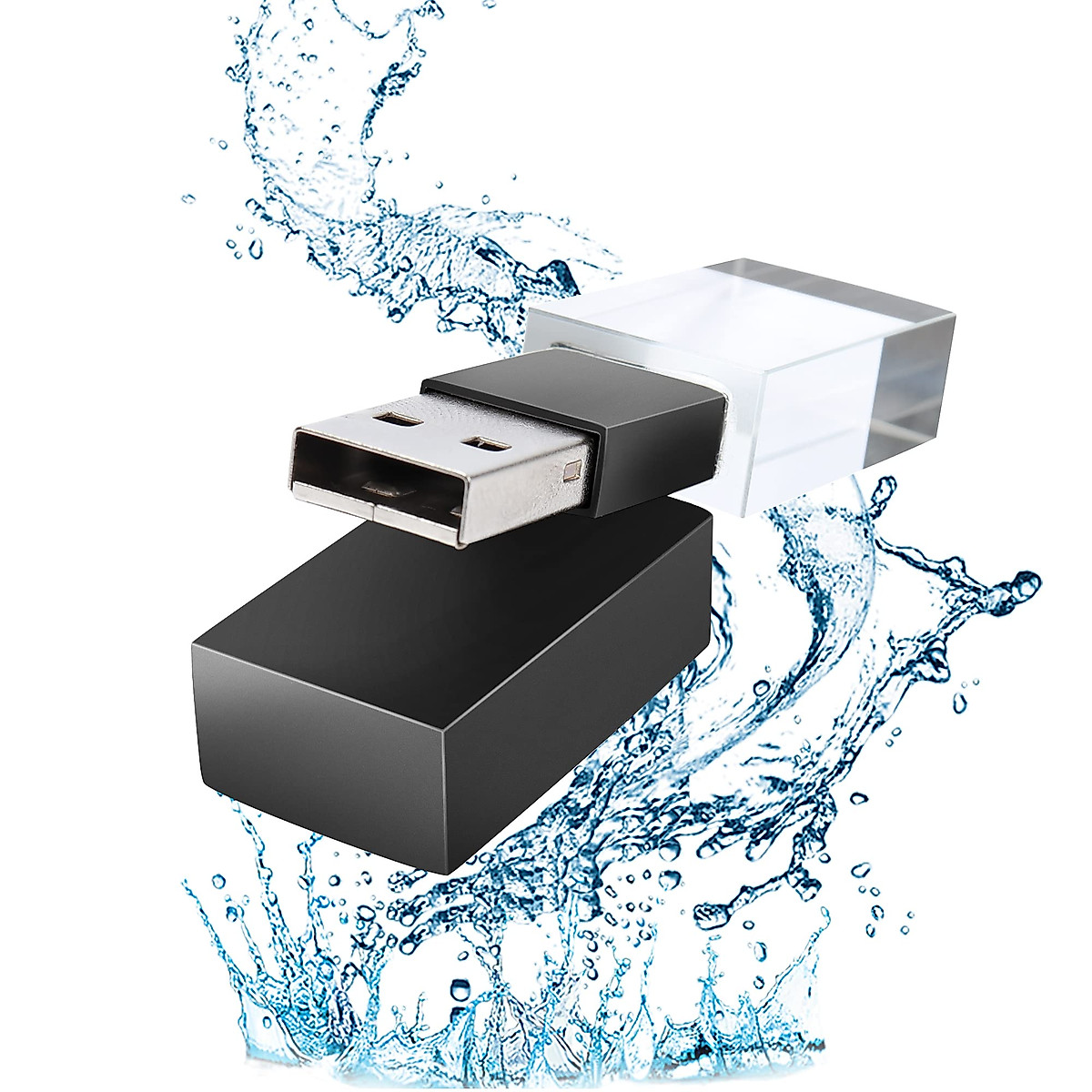 32GB USB 2.0 Flash Drive Novelty Crystal LED Light Glass Transparent Rectangle Shape Pen Drive Thumb Drive Memory Stick Memoria USB Pendrive Wedding Gift