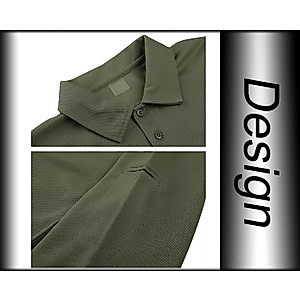 BIYLACLESEN Men's Long Sleeve Jersey Polo Shirt Casual T Shirts Quick Dry Polo Active Shirts Tactical Military Shirt Jersey Polo Shirt Mens Army Green