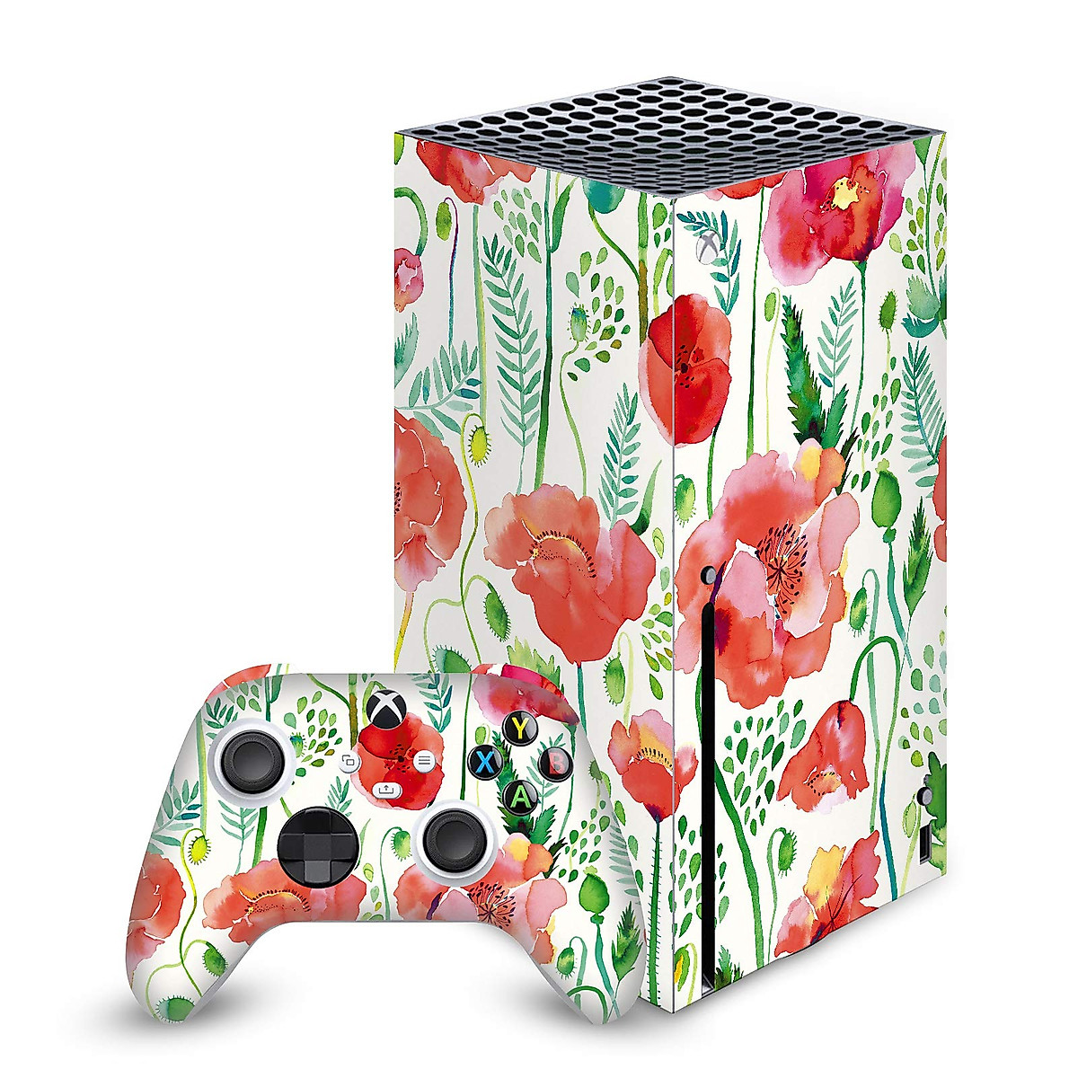 Head Case Designs Officially Licensed Ninola Red Flower Art Mix Vinyl Sticker Gaming Skin Decal Cover Compatible with Xbox Series X Console and Controller Bundle