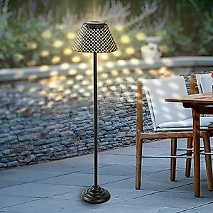 Newinhome Metal Solar Lamp Outdoor Patio,Waterproof Solar Floor Lights, Big Decorative Lantern for Deck Lawn Yard Garden Pool Pathway（Black）