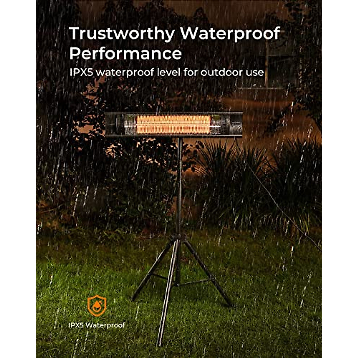 Outdoor Patio Heater, Luwior 1500W Electric Infrared Heater with Remote, 3 Modes, 24H Timer Auto Shut Off, Wall-mounted/Tripod For Garage Backyard