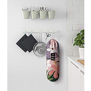 Flower Pattern Grocery Bag Storage Holder, Grocery Shopping Bags Carrier,Plastic Bag Dispenser, Organizer Recycling Grocery Pocket Containers for Home and Kitchen,Gifts for Family23x9 inch