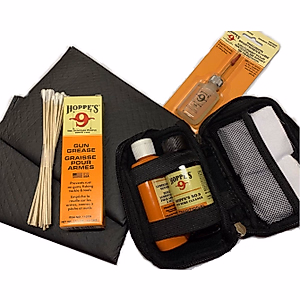 Gun Bore Cleaner, Precision & Lubricating Oil, & Gun Grease Lube with 50 Patches and Protective Carry Case for Handguns/Pistols/Shotguns Plus Free Cotton Swabs and Disposable Absorbent Work Pads