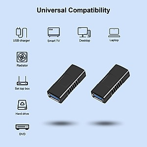 SuperSpeed USB 3.0 Coupler Adapter Type A Female to Female Bridge Extension Connector by Oxsubor(2PCS)