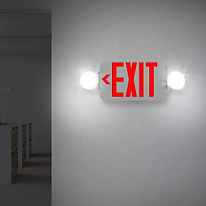 Red Letter Exit Sign Emergency Lights Office Shopping Mall School Exit Sign LED Adjustable Head Emergency Exit Lighting Red Combo Exit Sign Emergency Lights Backup Battery Commercial Grade