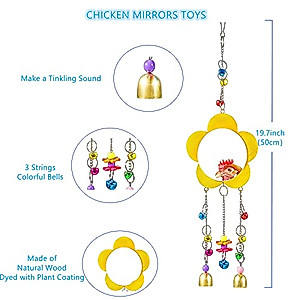 Longer Chain Chicken Toys for Coop Accessories 7PCS, Chicken Swing Ladder Perch roosts, Chicken Xylophone Mirror with Bells Vegetable Fruits Hanging Chicken Feeder for hens Bird Parrot