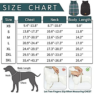 Kuoser Warm Dog Coat, Reversible Dog Jacket Waterproof Dog Winter Coat British Style Plaid Dog Clothes Pet Dog Cold Weather Coats Cozy Snow Jacket Vest for Small Medium Large Dogs Green M