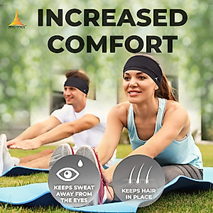 French Fitness Revolution - Stretchy Sports Headband for Men & Women - Guys Sweatband for Running, Cycling, Basketball, Yoga, Fitness - Moisture Wicking Workout Hairband - Made in Europe