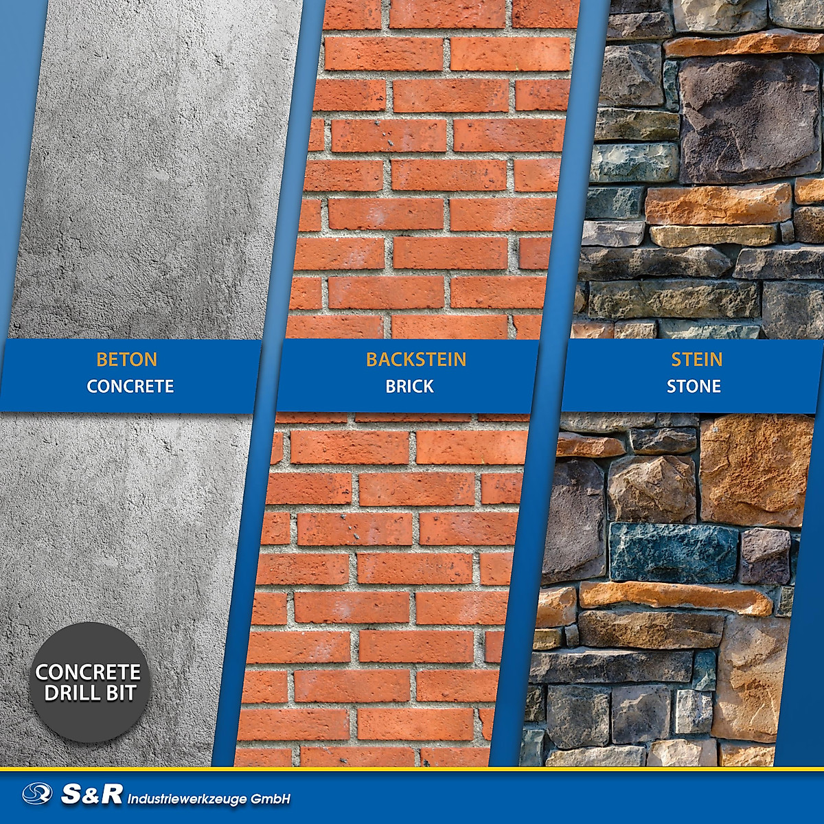 S&R Metal Concrete Masonry Drill Bit Set 23 Pcs. Multi Functional: 10 Metal Drills HSS M2 Steel / 7 Concrete Drills / 6 Wood Drills/Bits Set in Metal Box Multi-Purpose