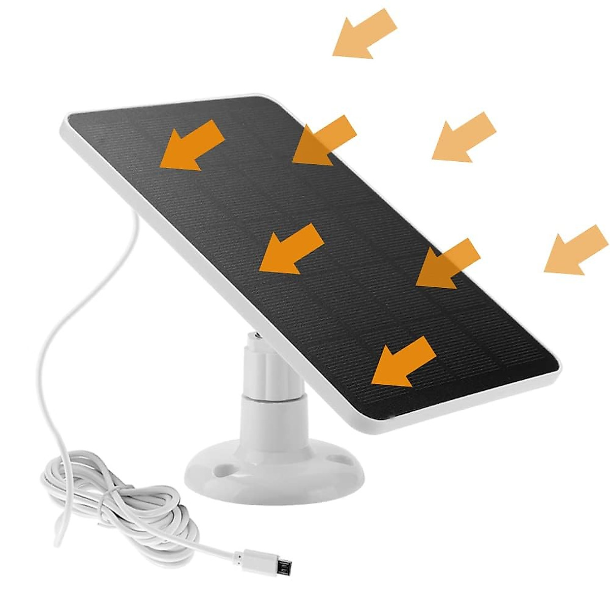 Solar Panel Charger -Weather Resistant, 4W 5V Solar Panel Wall Mounting Low-Power Solar Charging Panel Waterproof for Doorbell Security Camera,Bird Feeder Camera etc. with 300cm Cable Bracket