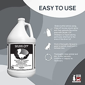Skunk Off Pet Shampoo – Ready to use Skunk Odor Remover for Dogs, Cats, Carpet, Car, Clothes & More – Skunk Shampoo Non-Enzymatic Formula (1 Gallon)
