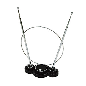 GE Traditional Rabbit Ear HD Digital TV Antenna, Long Range Smart TV Antenna, Extendable 15in Rabbit Ear Dipoles and Ciruclar Loop, Supports 4K 1080P HD Smart TV VHF UHF, Compact Design, 33676