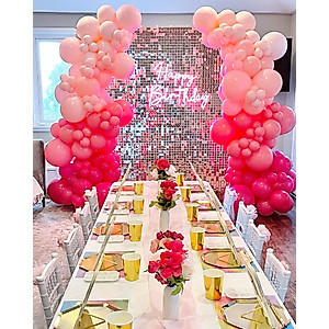 Pink Balloons Arch Kit, ADOINBY 139Pcs Pastel Pink Hot Pink Balloon Garland kit, 18 12 10 5 Inch Different Size Balloons for Wedding Birthday Princess Theme Baby Shower Bridal Shower Party Decorations