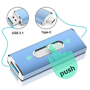USB C Flash Drive Aiibe 128GB USB 3.1 Flash Drive Dual Drive USB Type-C Thumb Drive 128GB 128G USB C Drive Speeds Up to 350MB/s - Blue