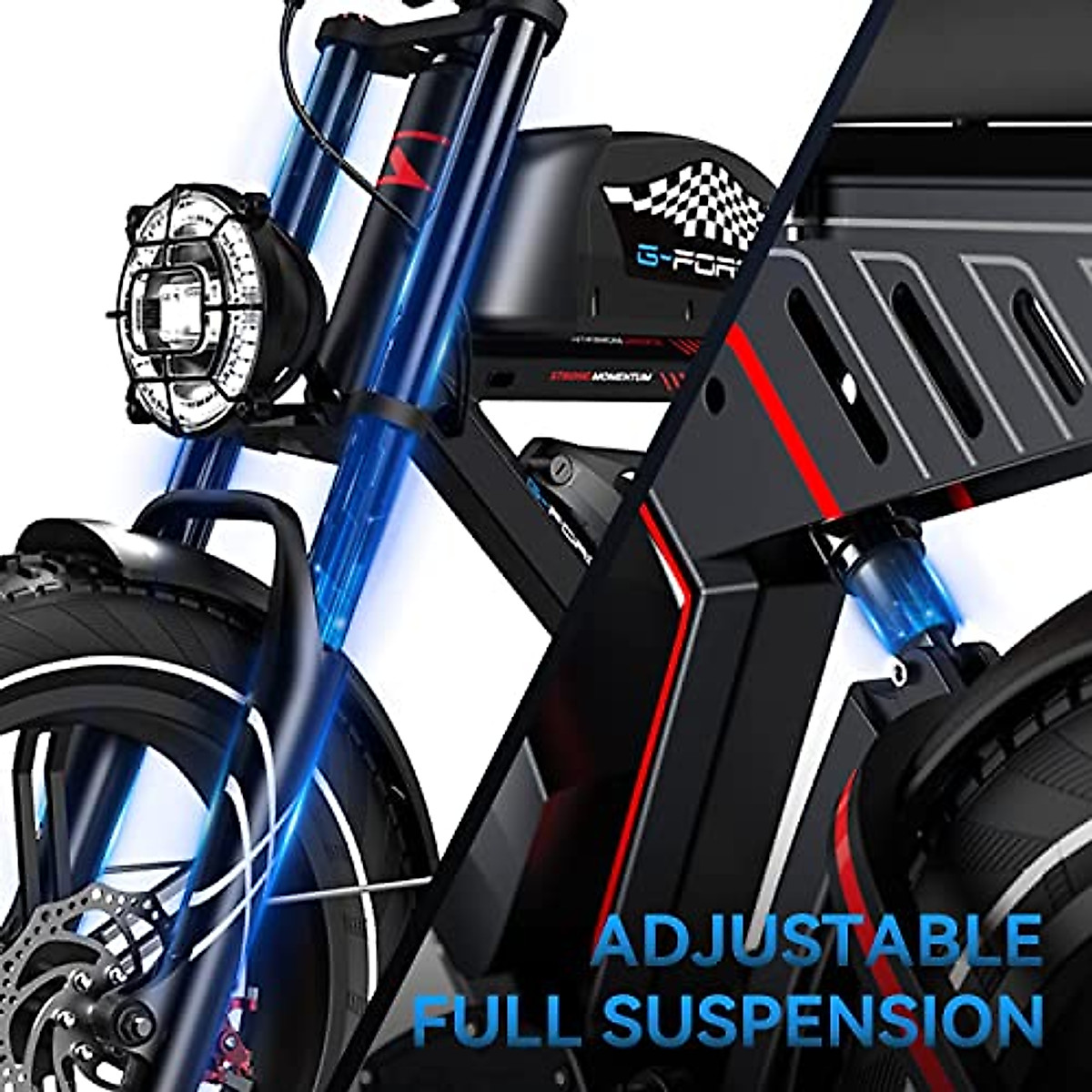 G-Force ZM Electric Bike with 750W Motor,20" x 4" Fat Tires Electric Bicycle for Adults with 48V 33.5Ah/20Ah Removable Battery,Extra-Long Range, 28 MPH,Shimano 7 Speed System,Dual Hydraulic Brakes