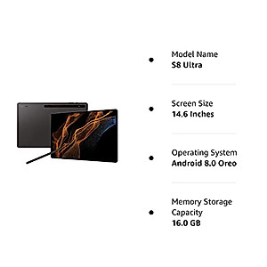 Samsung Galaxy Tab S8 Ultra | Super AMOLED, 120Hz, HDR10+ 14.6" Screen | 512GB 16GB RAM | Graphite (Renewed)
