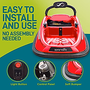 Electric Bumper Car for Kids - 12V Rechargeable Battery Powered Ride On Vehicle for Toddlers w/ 2 Driving Modes, Safety Belt, Remote Control, LED Lights, 360 Degree Spin, Dual Joystick (Red)