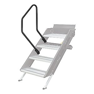 Lippert Solid Step Entry Assist Handrail, Accommodates Door Widths up to 36”, Easy Installation, Locking Pins for 5” Adjustment, for 5th Wheel RVs, Travel Trailers, Motorhomes - 799640, Black